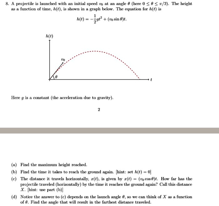 8. A projectile is launched with an initial speed v0 at an angle θ (here 0 ≤θ≤π/2). The height ...