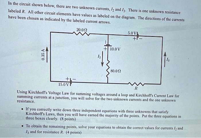 SOLVED: In the circuit shown below, there are two unknown currents, I1 and I2, labeled R1 and R2 ...