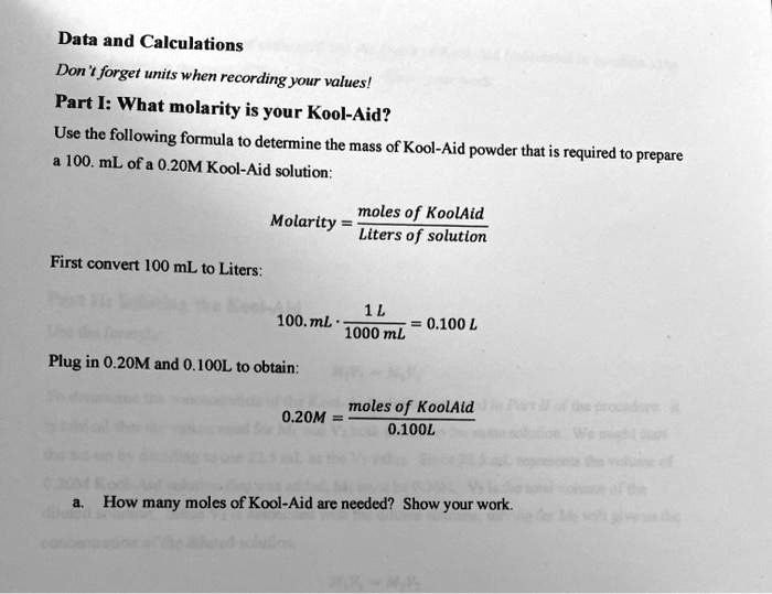 data and calculations don t forget units when recording your values ...
