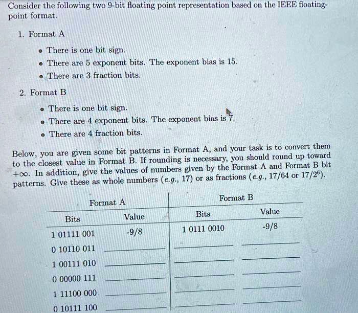 Solved Consider The Following Two 9 Bit Floating Point Representations Based On The Ieee 