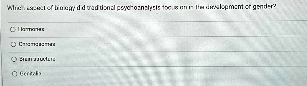 SOLVED: Which aspect of biology did traditional psychoanalysis focus on ...