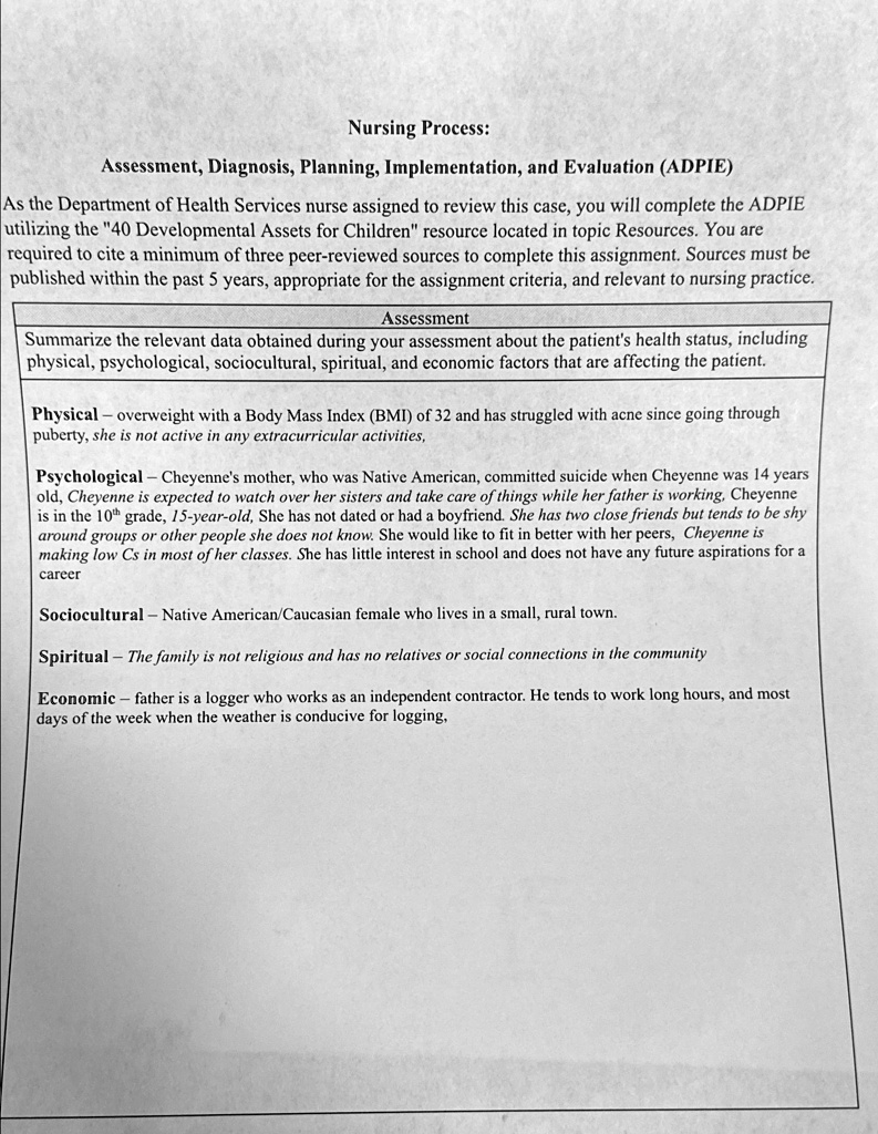 nursing process assessment diagnosis planning implementation and ...