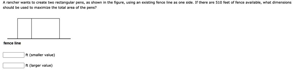 SOLVED: rancher wants to create two rectangular pens as shown the ...