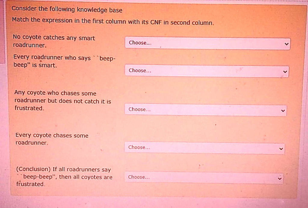 consider the following knowledge base match the expression in the first ...