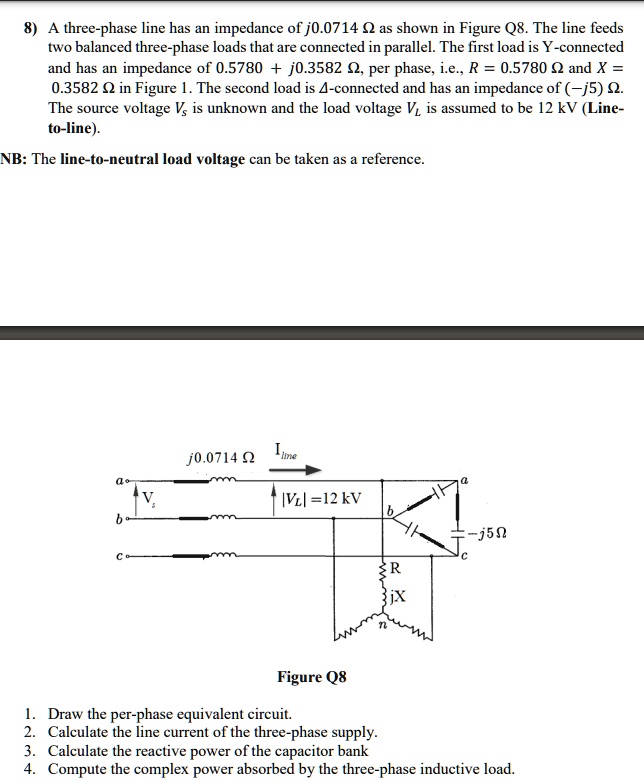8 a three phase line has an impedance of j00714 omega as shown in ...