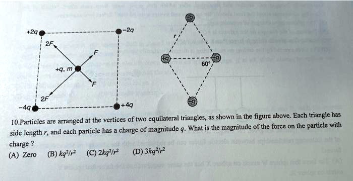 SOLVED: +40 10.Particles are arranged at the vertices of two equilateral triangles, as shown in ...