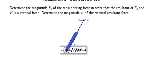 1 determine the magnitude of the tensile spring force in order that the ...