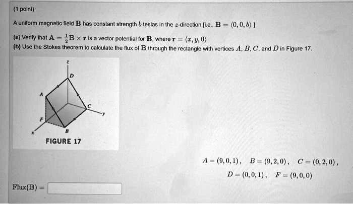 SOLVED:point) Aunilorm magnelic field B has constanl slrength Ieslas ...