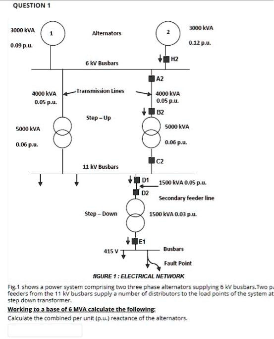 SOLVED: Calculate the combined per unit (p.u.) reactance of the alternators. Calculate the ...