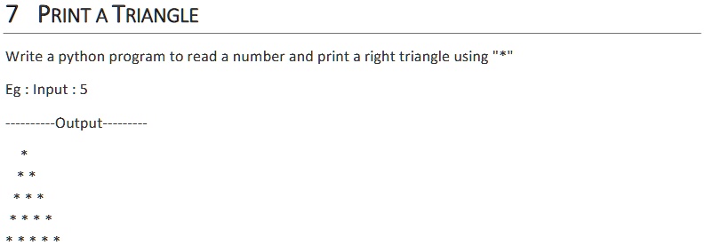 SOLVED: I need PYTHON 3 codes for this question. 7 PRINT A TRIANGLE ...