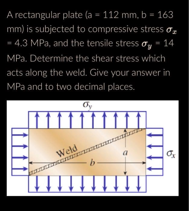 A rectangular plate (a = 112 mm, b = 163 mm) is subjected to...