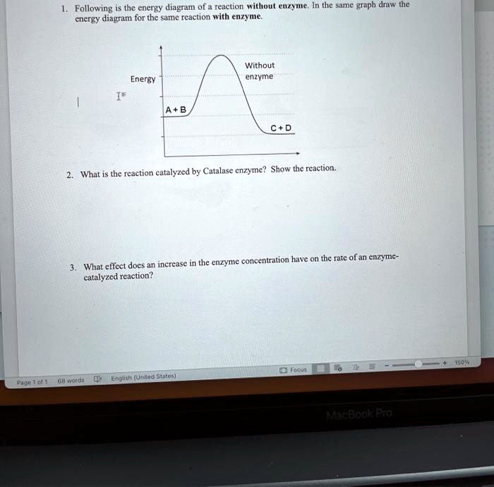 SOLVED: Following the energy diagram of a reaction without enzyme: In ...