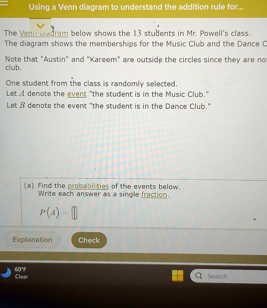 using a venn diagram to understand the addition rule for the venn ...
