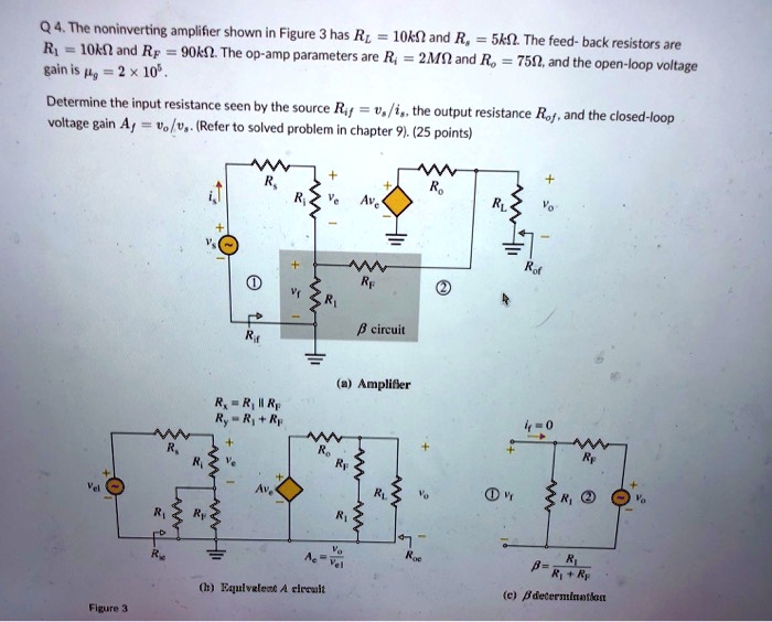 SOLVED: Q4. The noninverting amplifier shown in Figure 3 has R = 10k and R' = 5k. The feedback ...