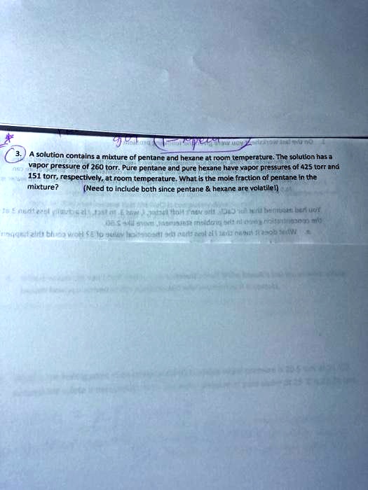 SOLVED: The solution contains a mixture of pentane and hexane at room temperature. The solution ...