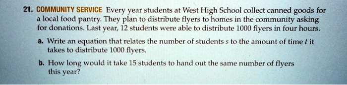 community service every year students at west high school collect ...