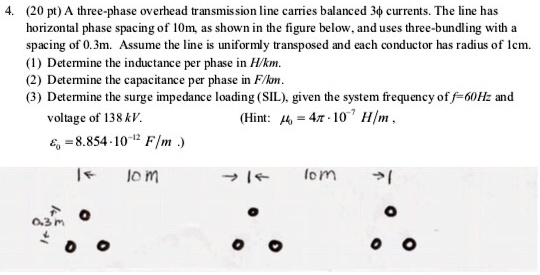 20 pta three phase overhead transmission line carries balanced 3 ...