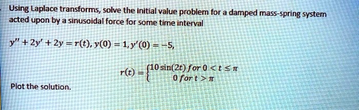 [GET ANSWER] using laplace transforms solve the initial value problem ...