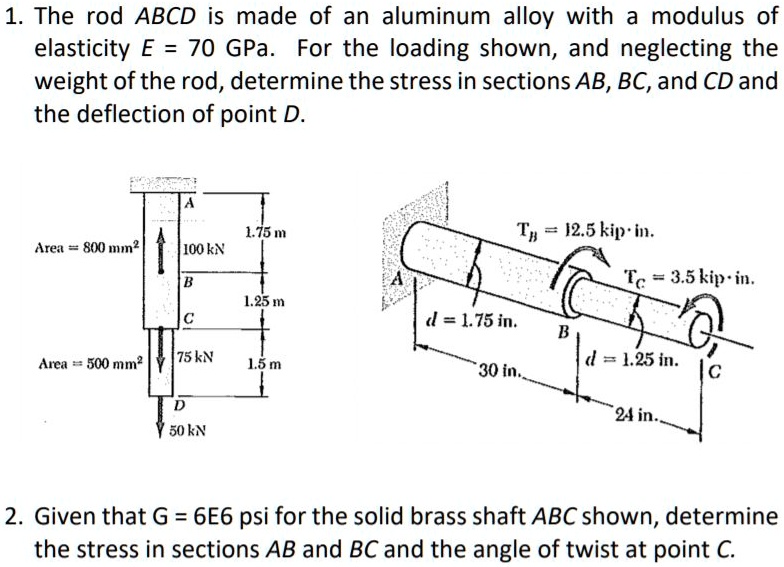 please help if you can i am stuck 1the rod abcd is made of an aluminum ...