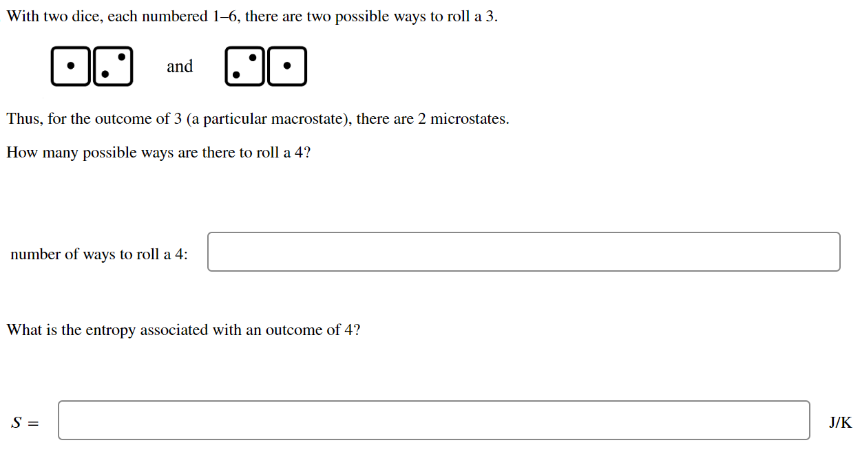 SOLVED: With two dice, each numbered 1-6, there are two possible ways ...
