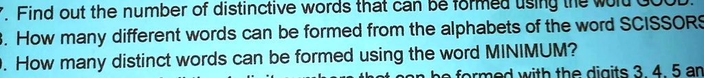 SOLVED: Find out the number of distinctive words that can be formed ...