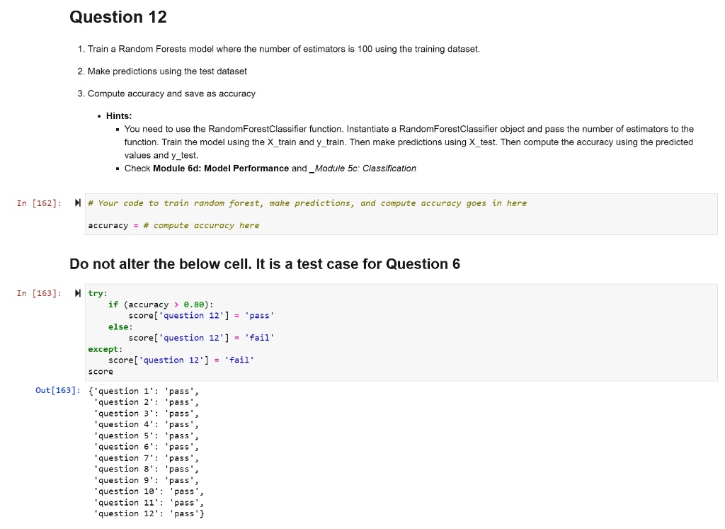 Question 12 1. Train a Random Forests model where the number of ...