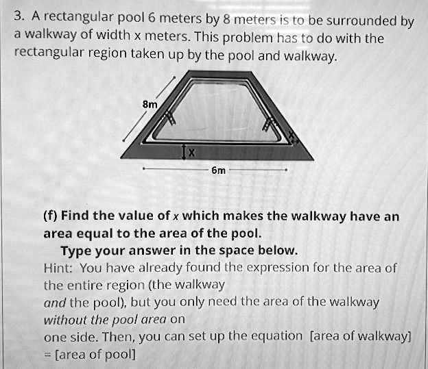 3 a rectangular pool 6 meters by 8 meters is to be surrounded by ...
