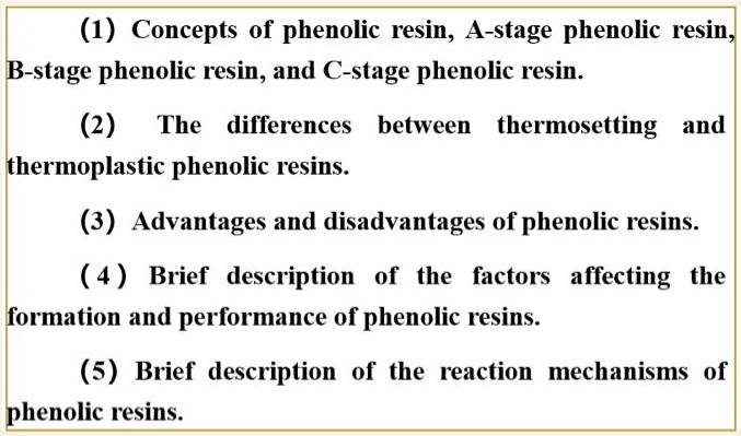 (1) Concepts of phenolic resin, A-stage phenolic resin, B-stage ...