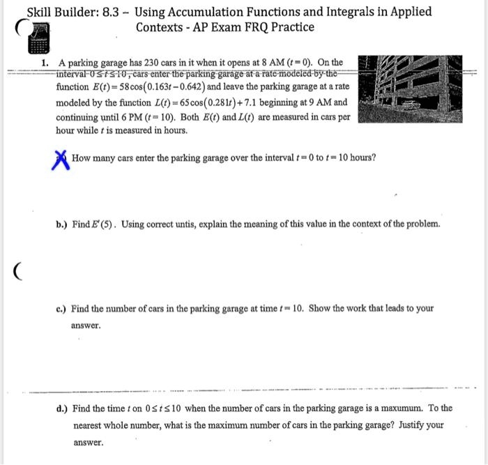 Skill Builder 83 Using Accumulation Functions And Integrals In Applied