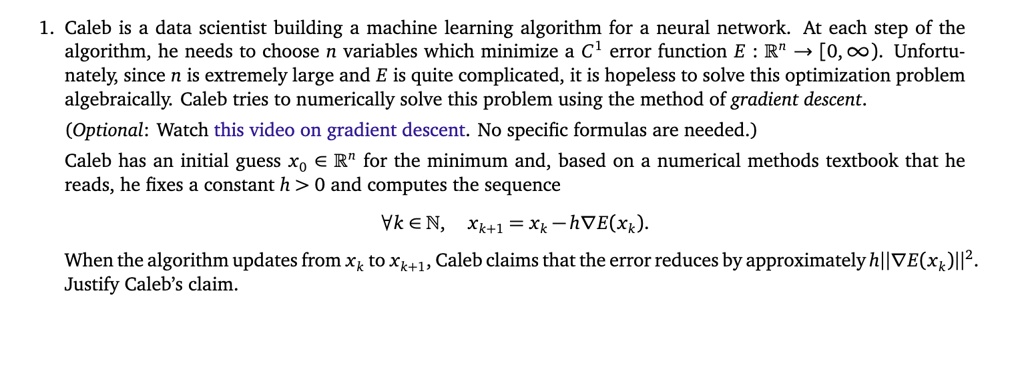 Solved Caleb Is A Data Scientist Building A Machine Learning Algorithm