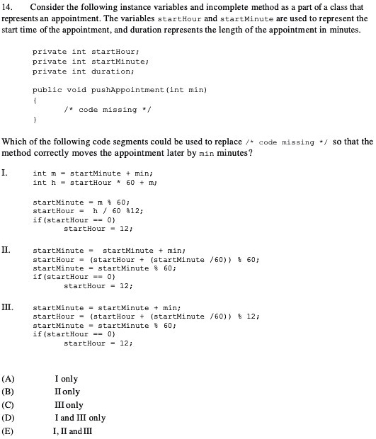 14. Consider the following instance variables and incomplete method as ...