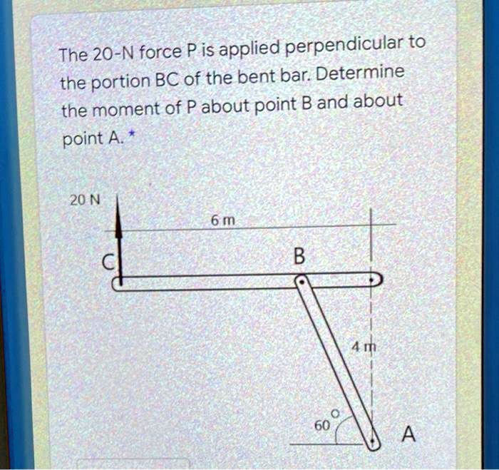 SOLVED: The 20-N force P is applied perpendicular to the portion BC of ...