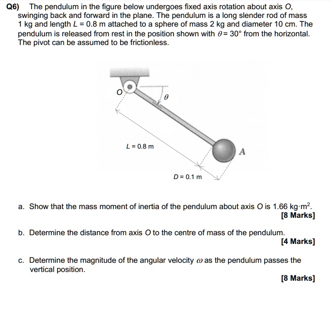[GET ANSWER] Q6) The pendulum in the figure below undergoes fixed axis ...
