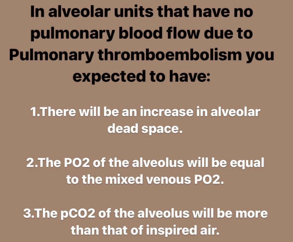 SOLVED: In alveolar units that have no pulmonary blood flow due to pulmonary thromboembolism ...