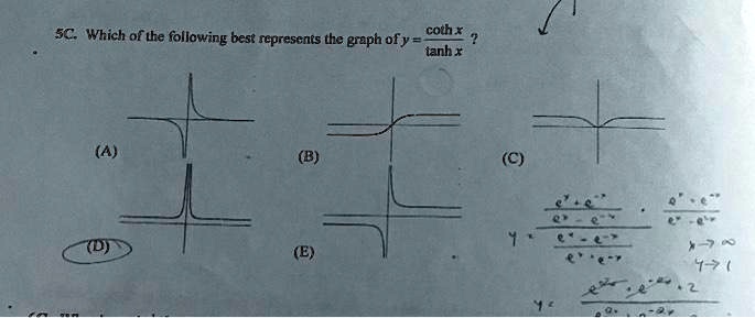 5C. Which of the following best represents the graph of y = (coth x ...