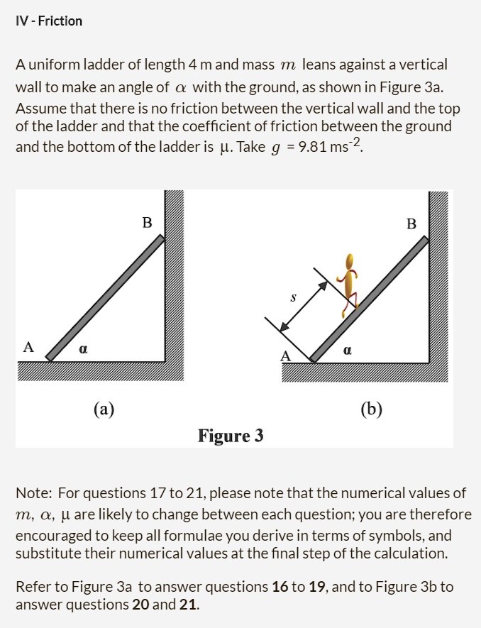 SOLVED: 'A uniform ladder of length 4 m and mass mm leans against a ...