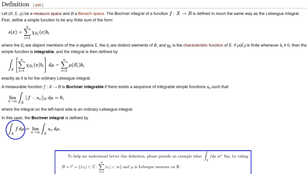 definition edit let x 2 h be measure space and b banach space the ...