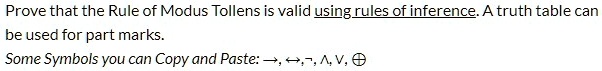 Prove that the Rule of Modus Tollens is valid using rules of inference ...