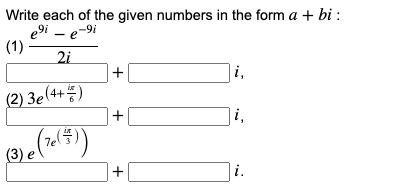 SOLVED: Write each of the given numbers in the form a + bi
