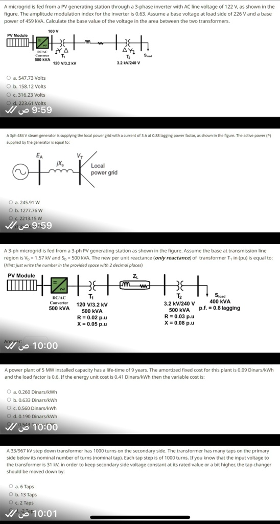A microgrid is fed from a PV generating station through a 3-phase ...