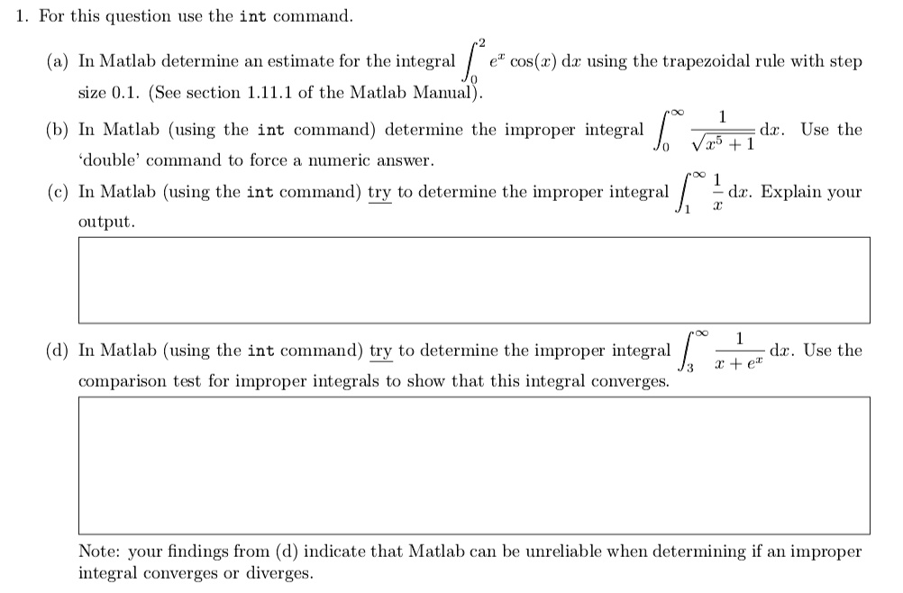 for this question u5 the int command in matlab determine ahl estimate ...