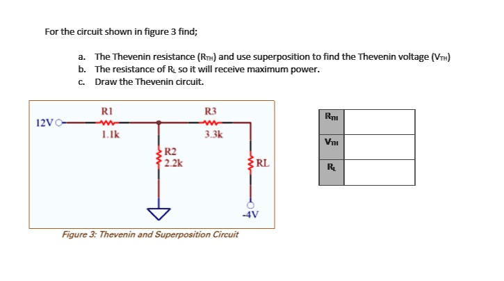 SOLVED: For the circuit shown in the figure, find: - The Thevenin resistance (Rz) and use ...