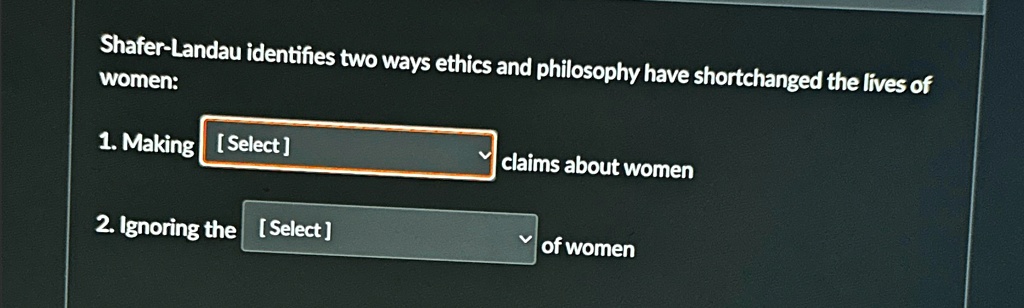 Shafer-Landau identifies two ways ethics and philosophy have ... Shafer-Landau identifies two ways ethics and philosophy have ...