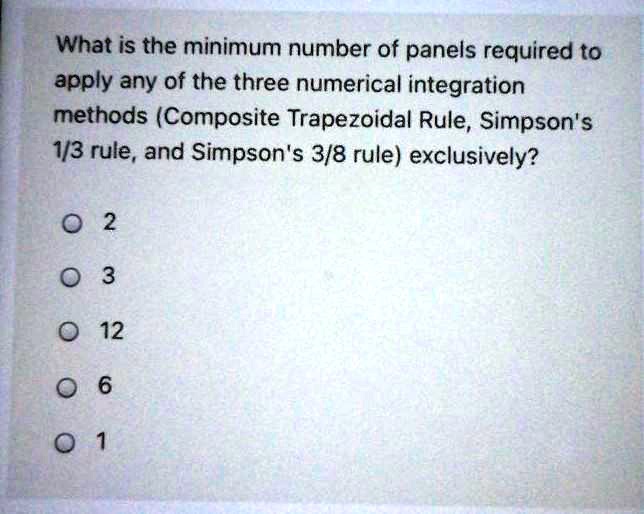 what is the minimum number of panels required to apply any of the three ...