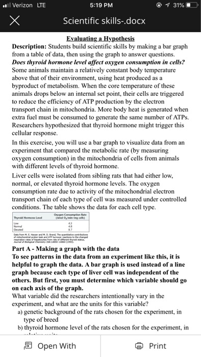 SOLVED: Verizon LTE 5:19 PM 31% Scientific skills-docx Exaluating ...