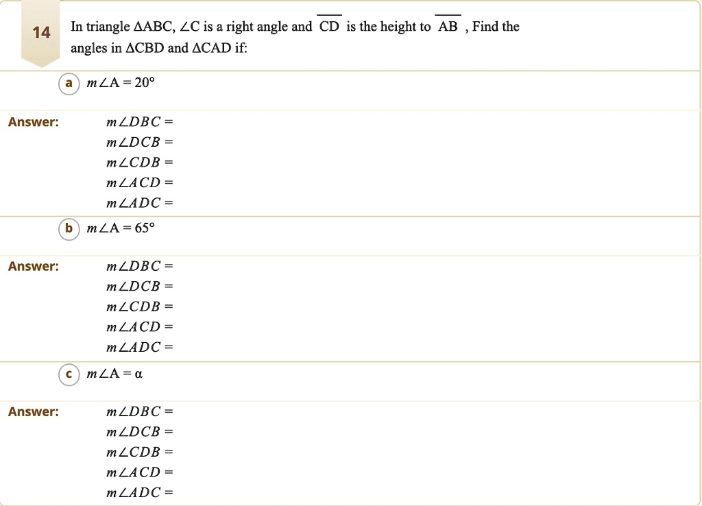 14 In triangle AABC, ZC is a right angle and CD is th… - SolvedLib