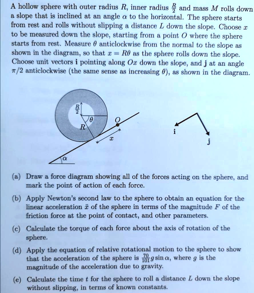 SOLVED: A hollow sphere with outer radius R, inner radius r, and mass M ...