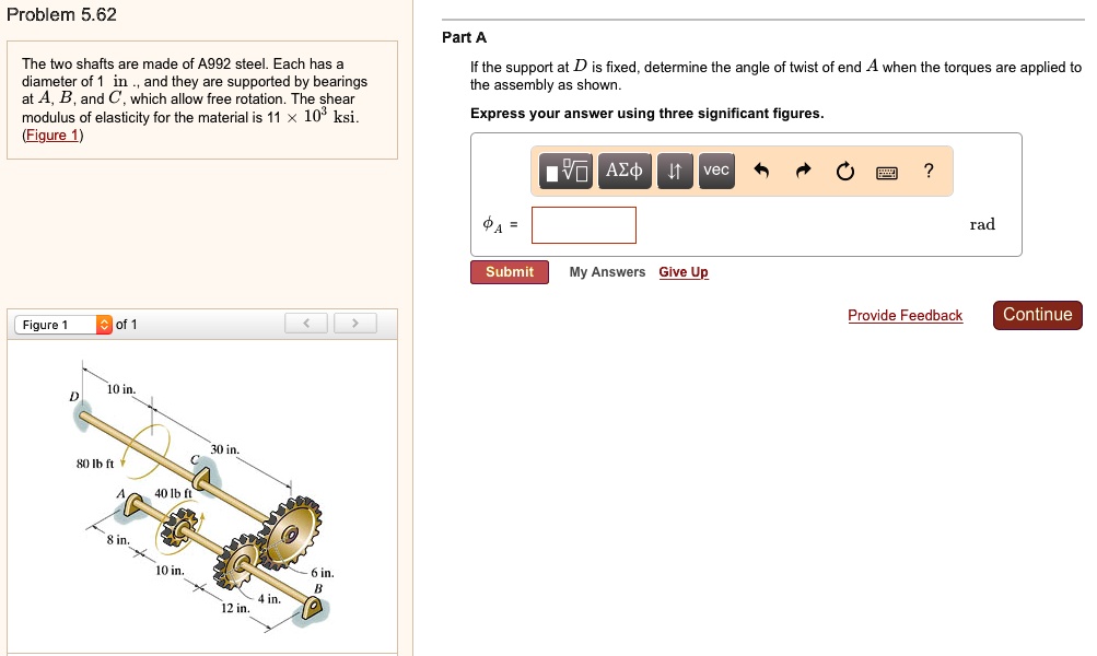 SOLVED: Problem 5.62 Part A The two shafts are made of A992 steel. Each ...