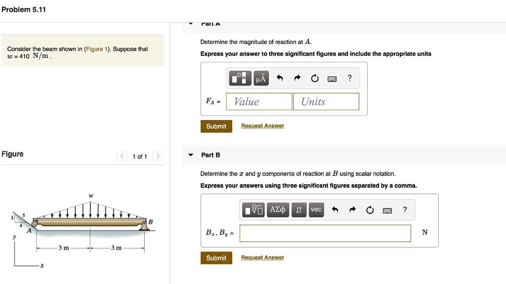 SOLVED: Problem 5.11 Determine the magnitude of reaction at A. Consider the beam shown in Figure ...