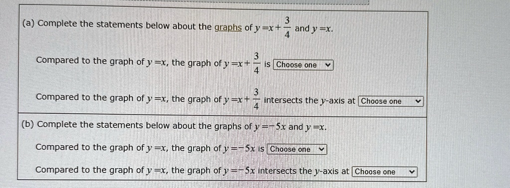 a complete the statements below about the graphs of yx compared to the ...